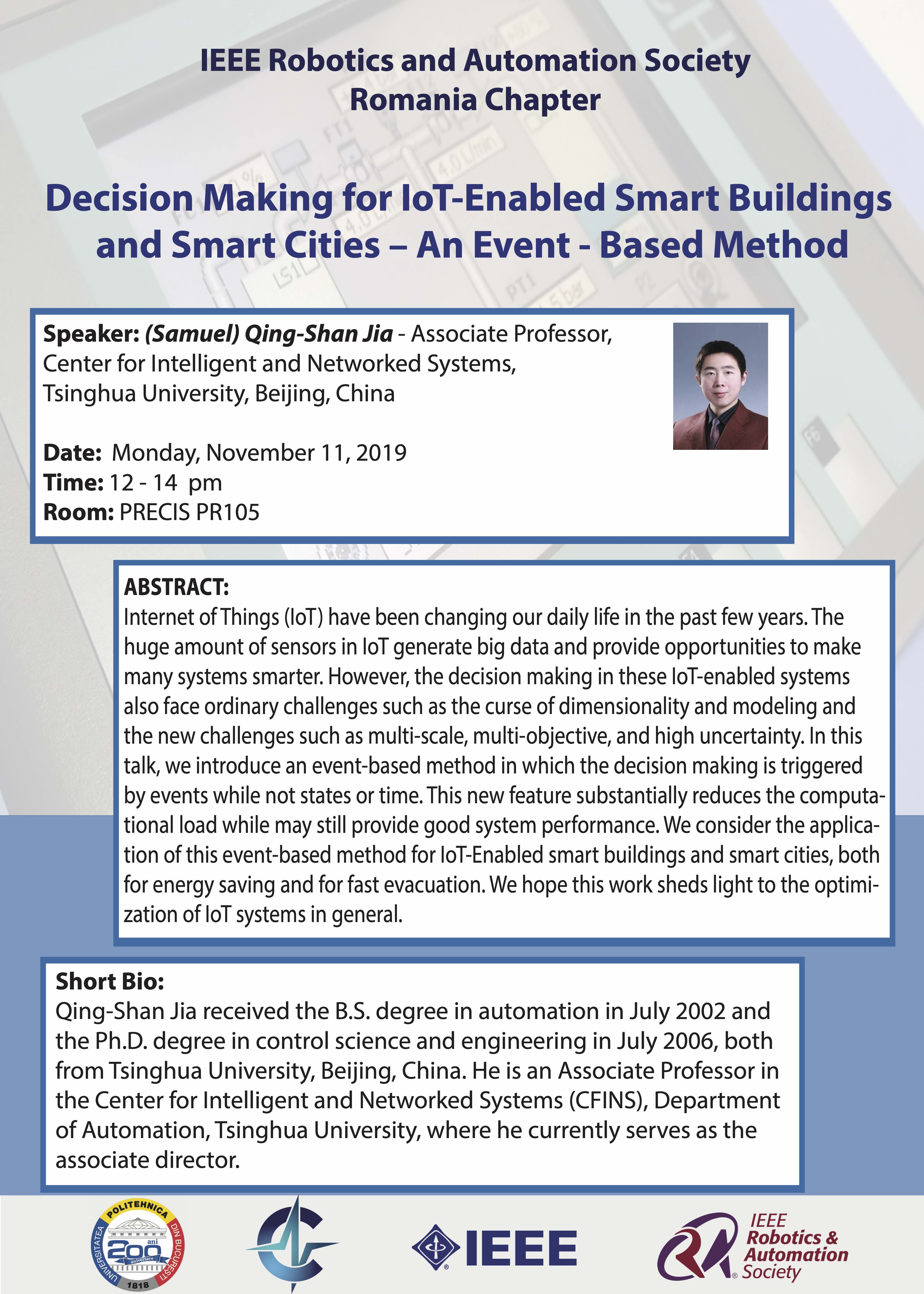 RAS DISTINGUISHED LECTURE – DECISION MAKING FOR IOT-ENABLED SMART ... RAS DISTINGUISHED LECTURE – DECISION MAKING FOR IOT-ENABLED SMART ...